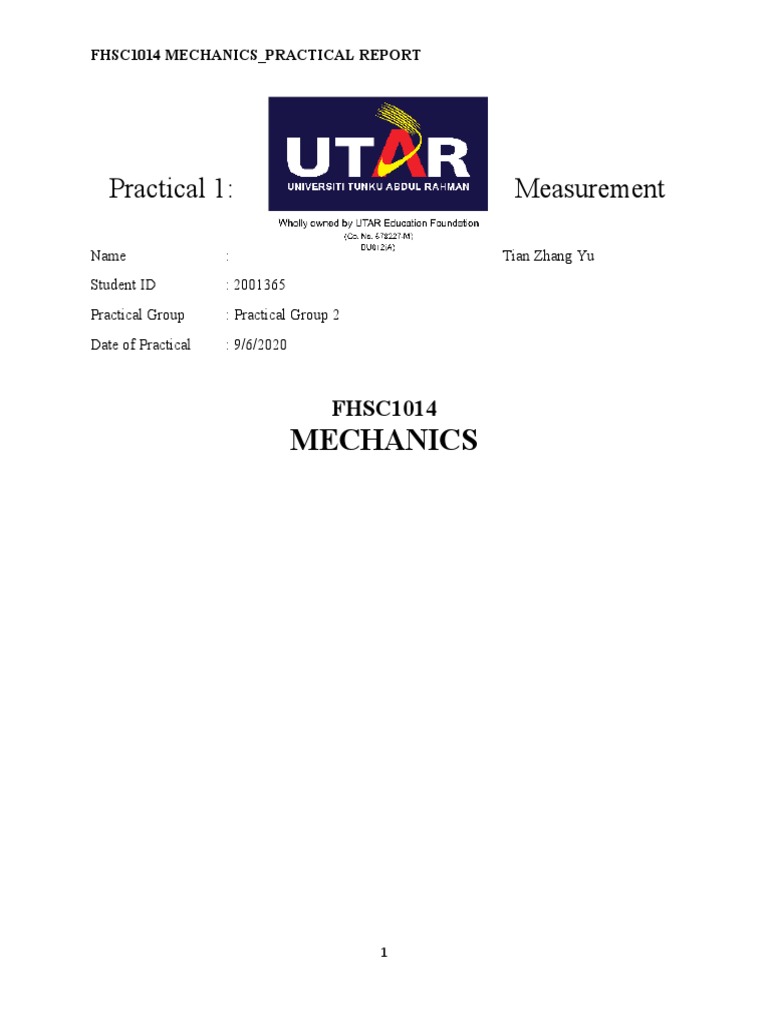 Mechanics Practical Report Summary | PDF | Nature
