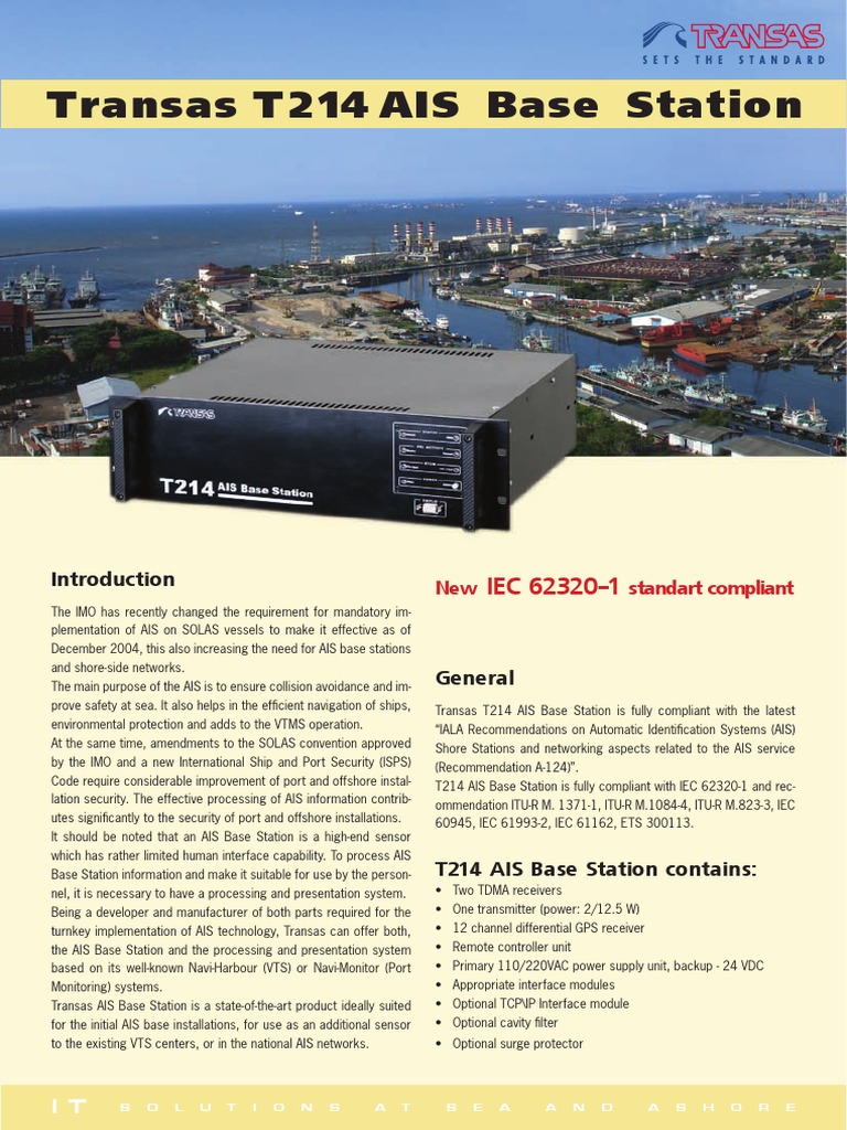 Transas T214 AIS Base Station: New Standart Compliant | PDF | Radio ...
