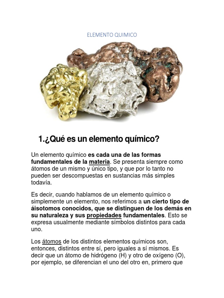 Definición de Elemento Químico | PDF | Elementos químicos | Tabla periódica