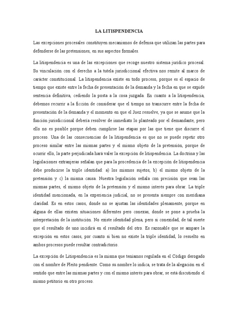 La Litispendencia | PDF | Estoppel colateral | Ley procesal