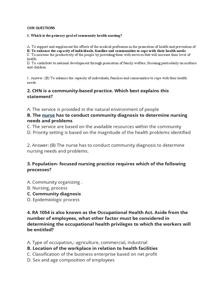 Community Health Nursing Questions | PDF | Midwife | Behavior