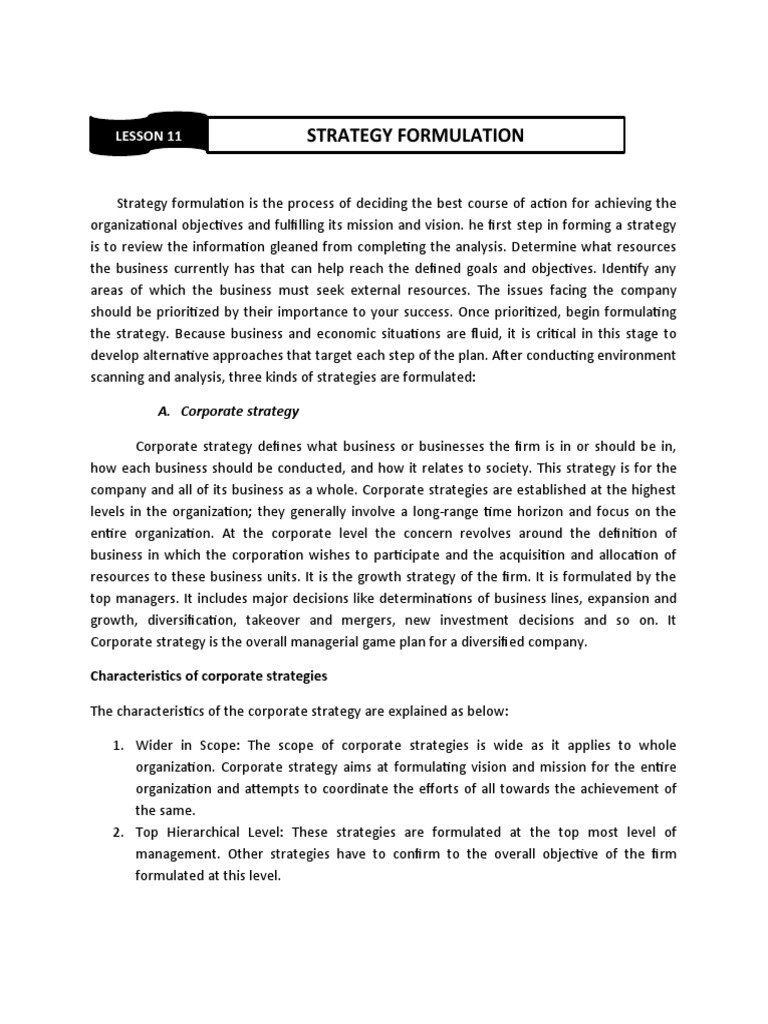 Strategy Formulation - Module 4 | PDF | Strategic Management | Economic Growth