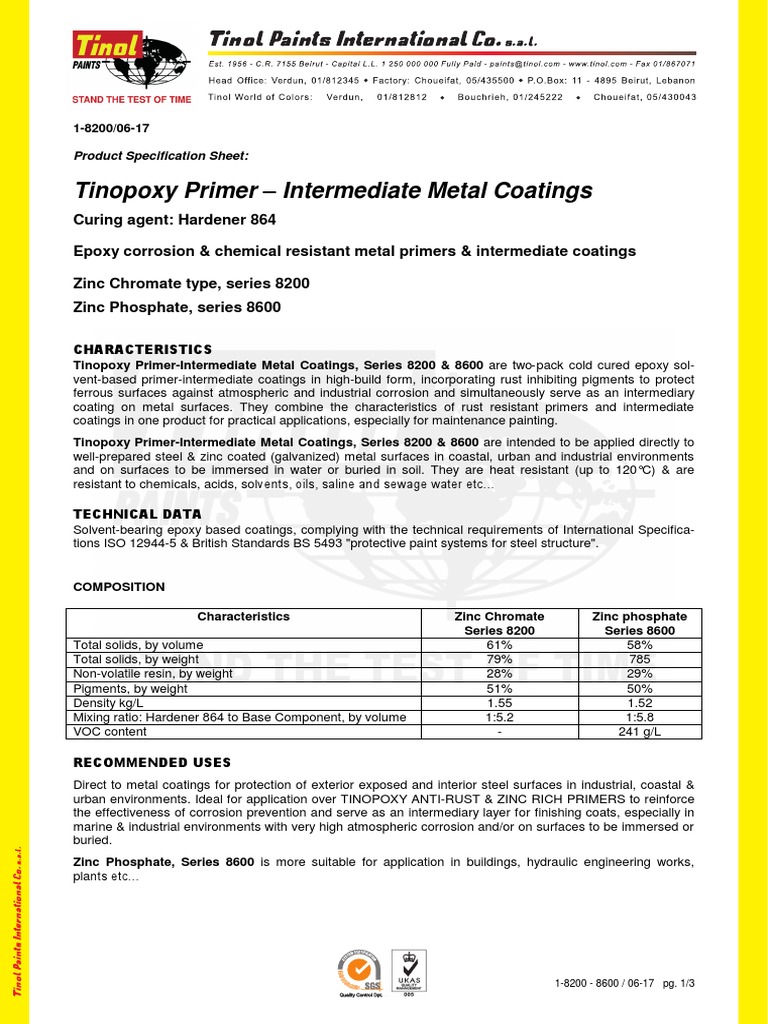 Tinopoxy Primer - Intermediate Metal Coatings | PDF | Corrosion | Paint
