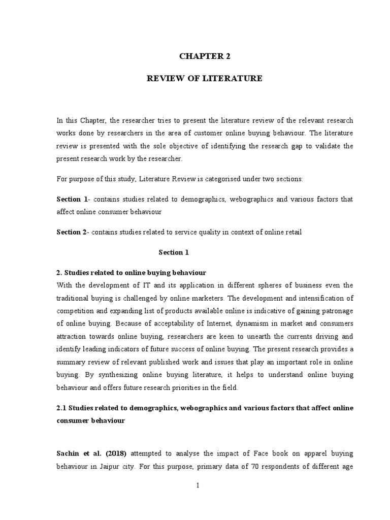Chapter-2 Literature Review | PDF | Online Shopping | Retail