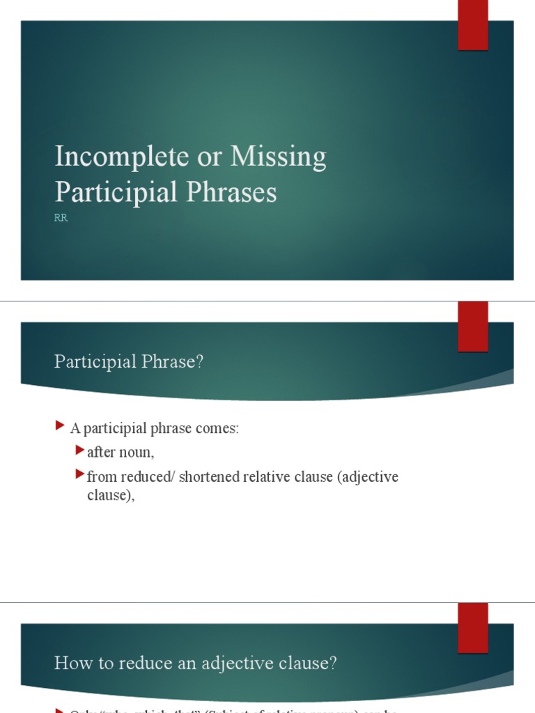 Incomplete or Missing Participial Phrases | PDF | Verb | Linguistic ...