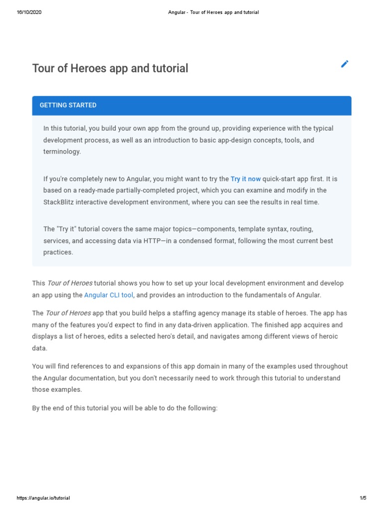 Angular - Tour of Heroes App and Tutorial | PDF | Information Technology | Communication