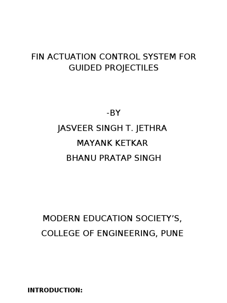 Paper Presentation FIN ACTUATION CONTROL SYSTEM FOR GUIDED PROJECTILES ...