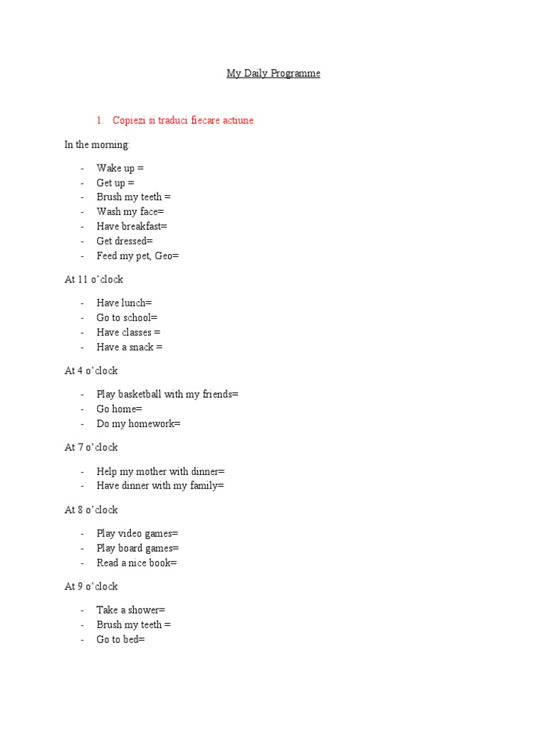 My Daily Programme | PDF