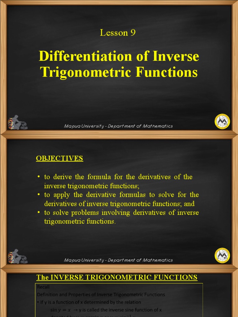 Lesson 09-Differentiation of Inverse Trigonometric Functions | PDF ...