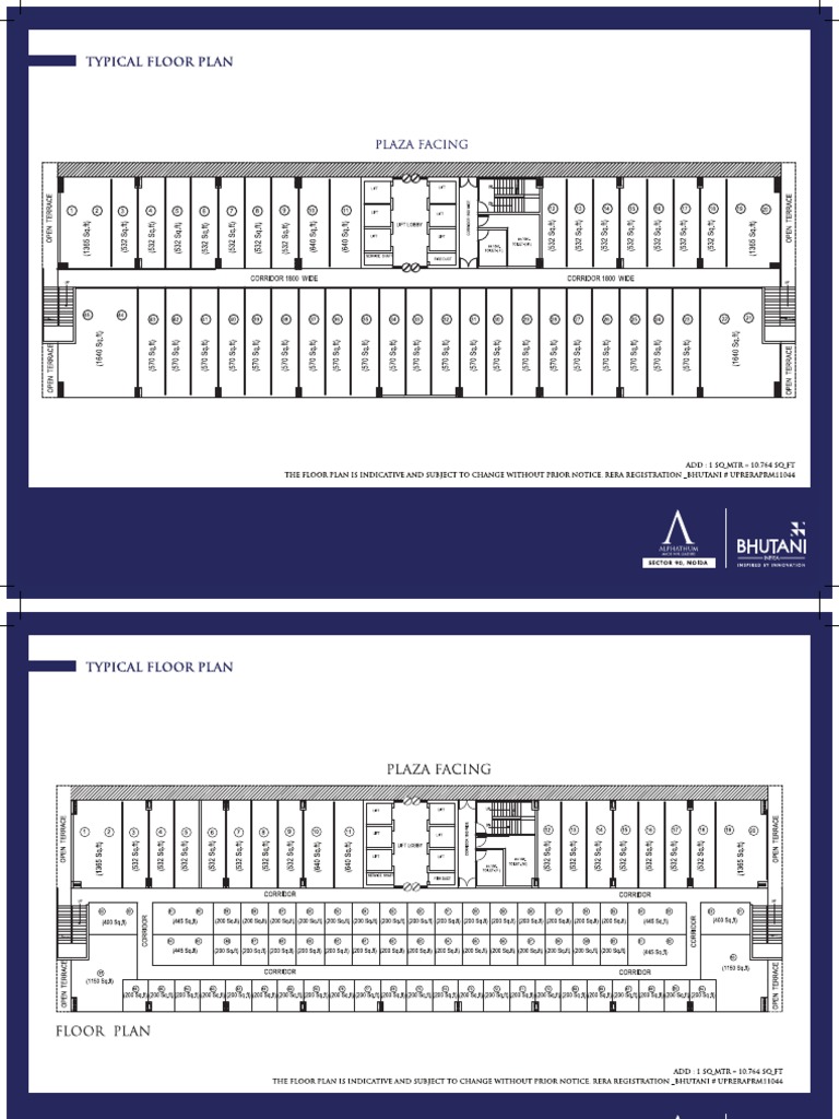 BHUTANI Alphathum-Floor Plan - Plaza Facing PDF | PDF