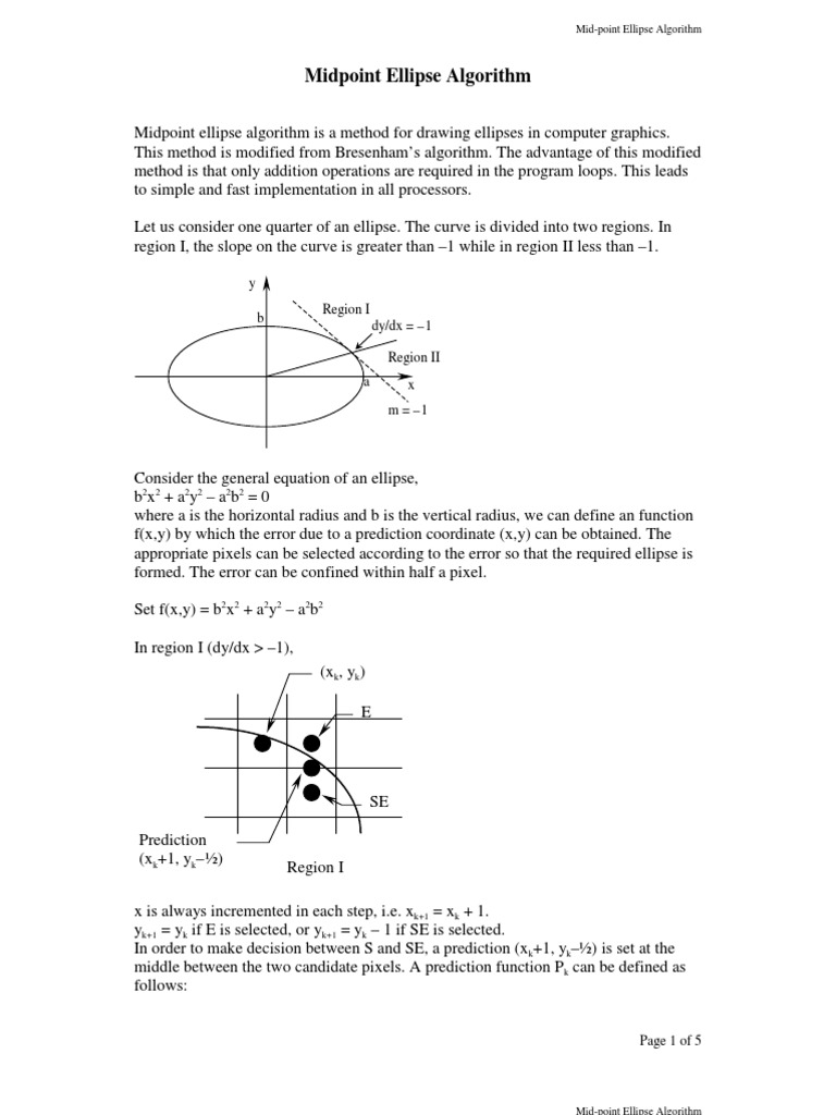 Midpoint Algorithm For Ellipse Pdf Mathematical Objects Geometry