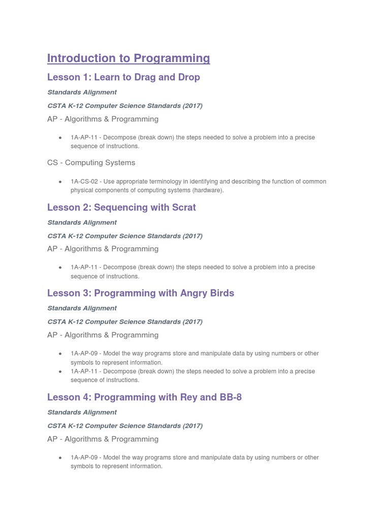 Introduction To Programming Lesson 1 Learn To Drag And Drop Pdf Computer Program Programming