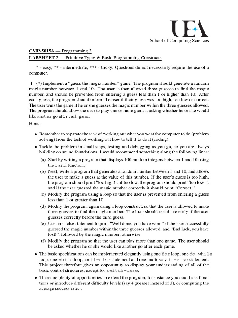 Labsheet 2 - Primitive Data Types and Basic Programming Constructs ...