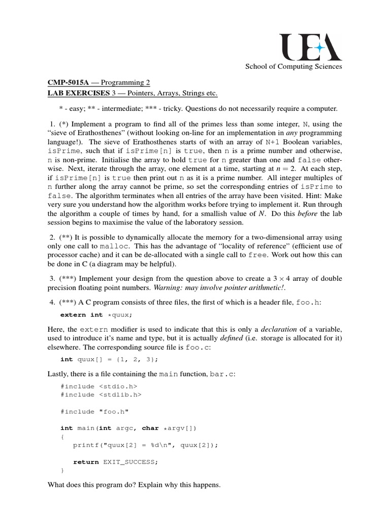 Labsheet+3 a+-+Pointers,+Arrays,+Strings+etc | PDF | Array Data ... Labsheet+3 a+-+Pointers,+Arrays,+Strings+etc | PDF | Array Data ...