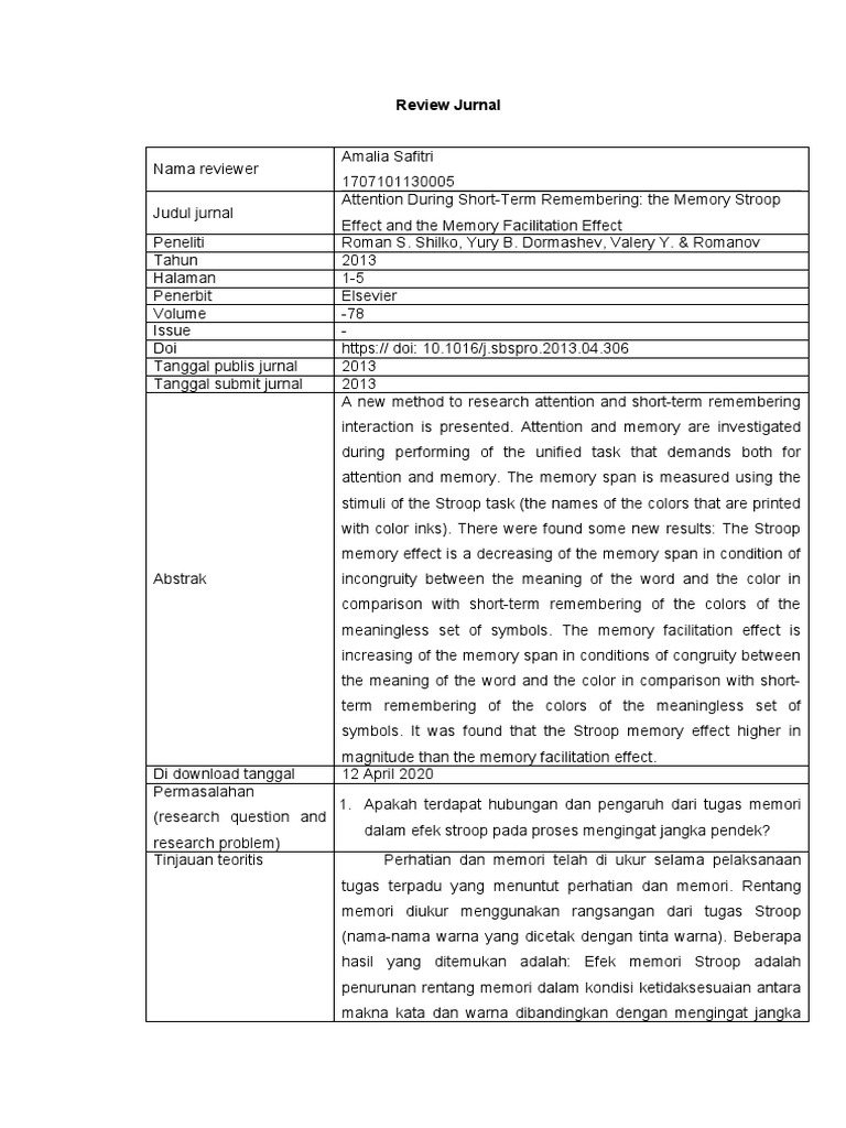 Contoh Review-Jurnal Psikologi | PDF