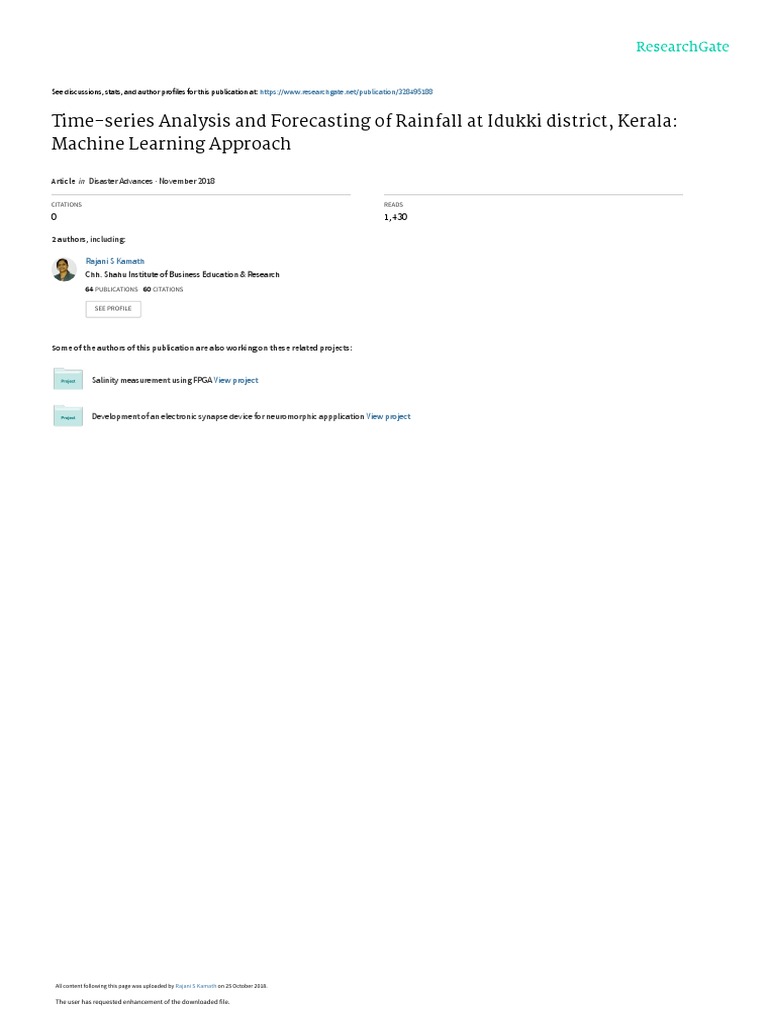 Machine learning models forecast Kerala rainfall | PDF | Autoregressive ...