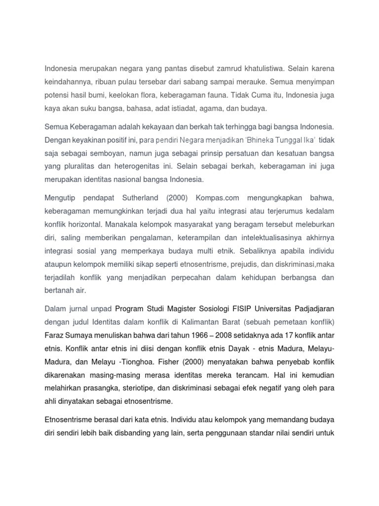 Etnosentrisme, Prejudis, Dan Diskriminasi Dapat Menjadi Sumber ...