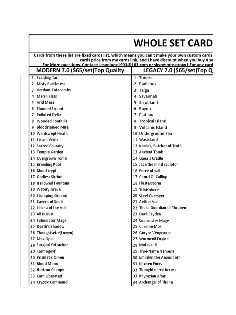 Whole Set Cards List | PDF | Nature