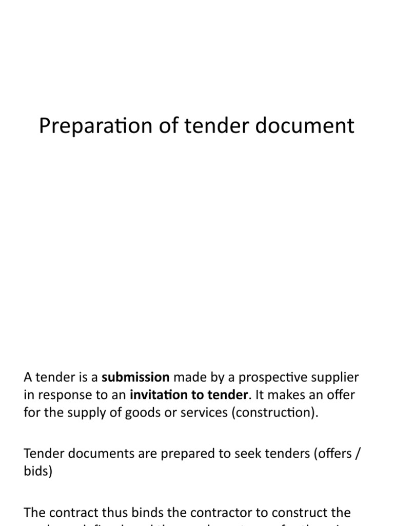 Comprehensive Guide to Tender Documents | PDF | Technology & Engineering