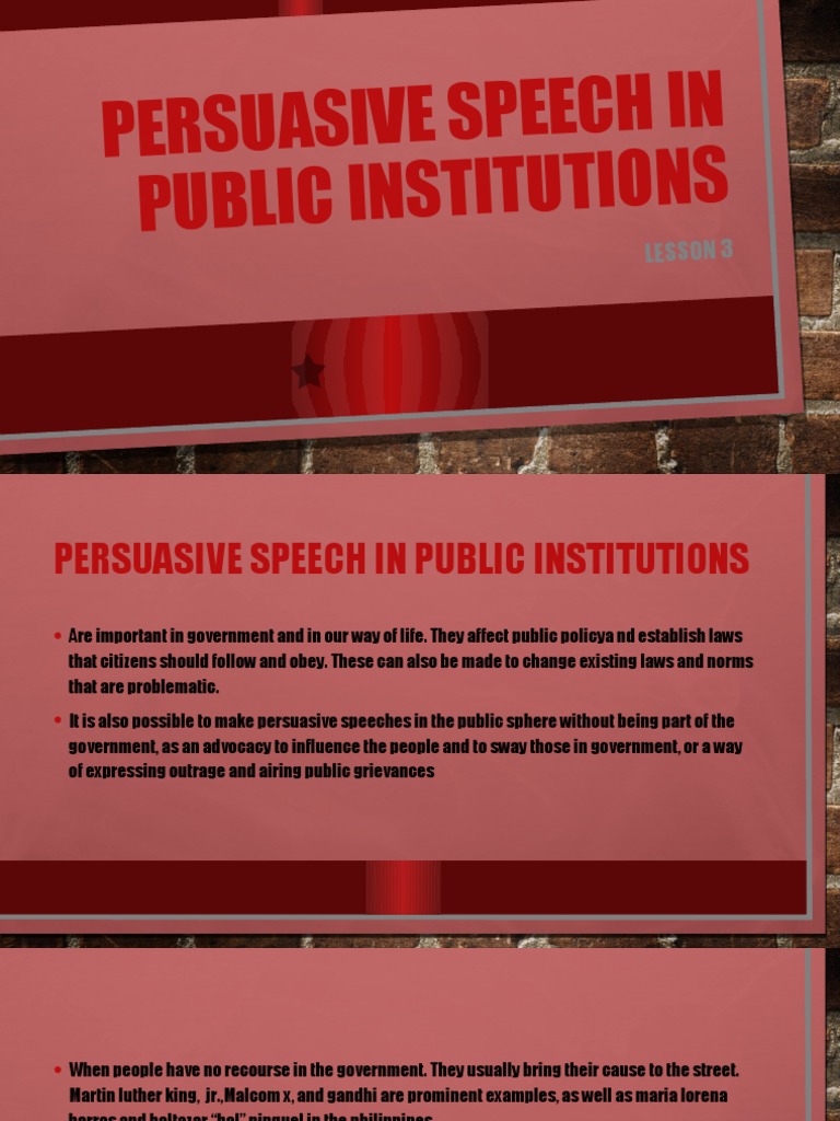 Persuasive Speech in Public Institutions | PDF | Politics