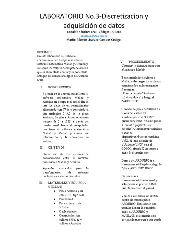 Control Digital:como Configurar Arduino para Que Trabaje Con Matlab | PDF | Arduino | Electrónica