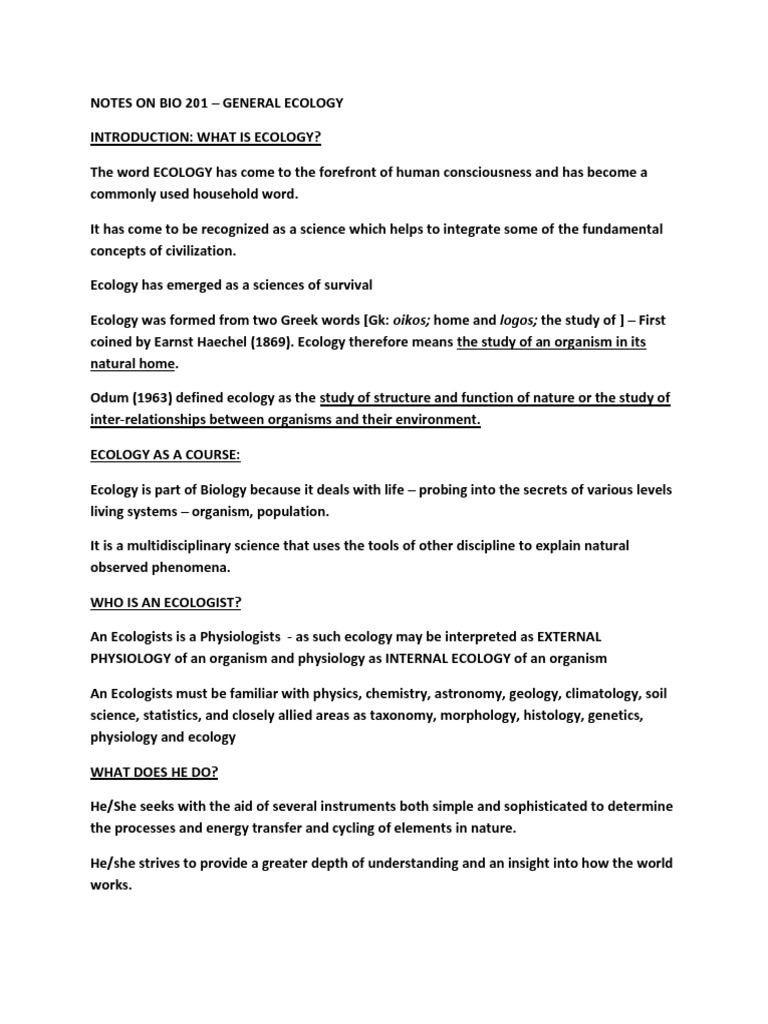 Ecology Short Notes | PDF | Food Web | Primary Production