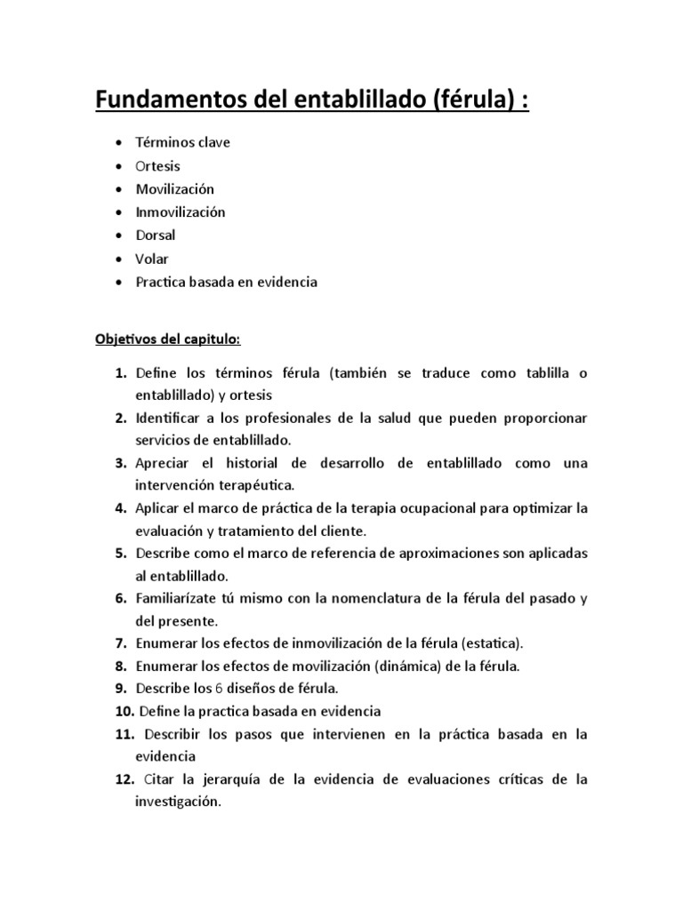 Fundamentos del entablillado y férulas | PDF | Terapia ocupacional ...