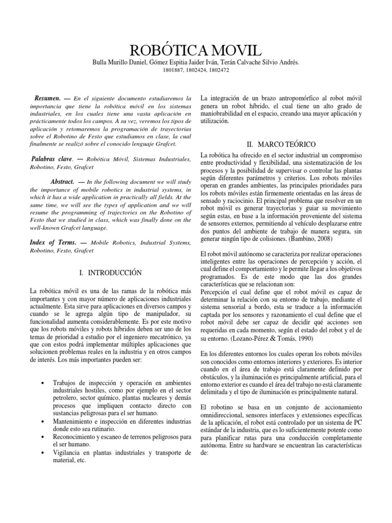 Informe Robotica Movil | PDF | Robot | Robótica