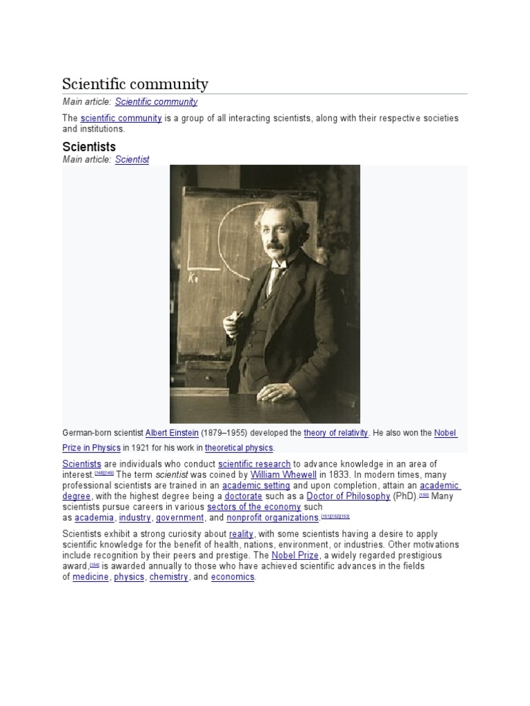 Scientific Community: Scientists | PDF
