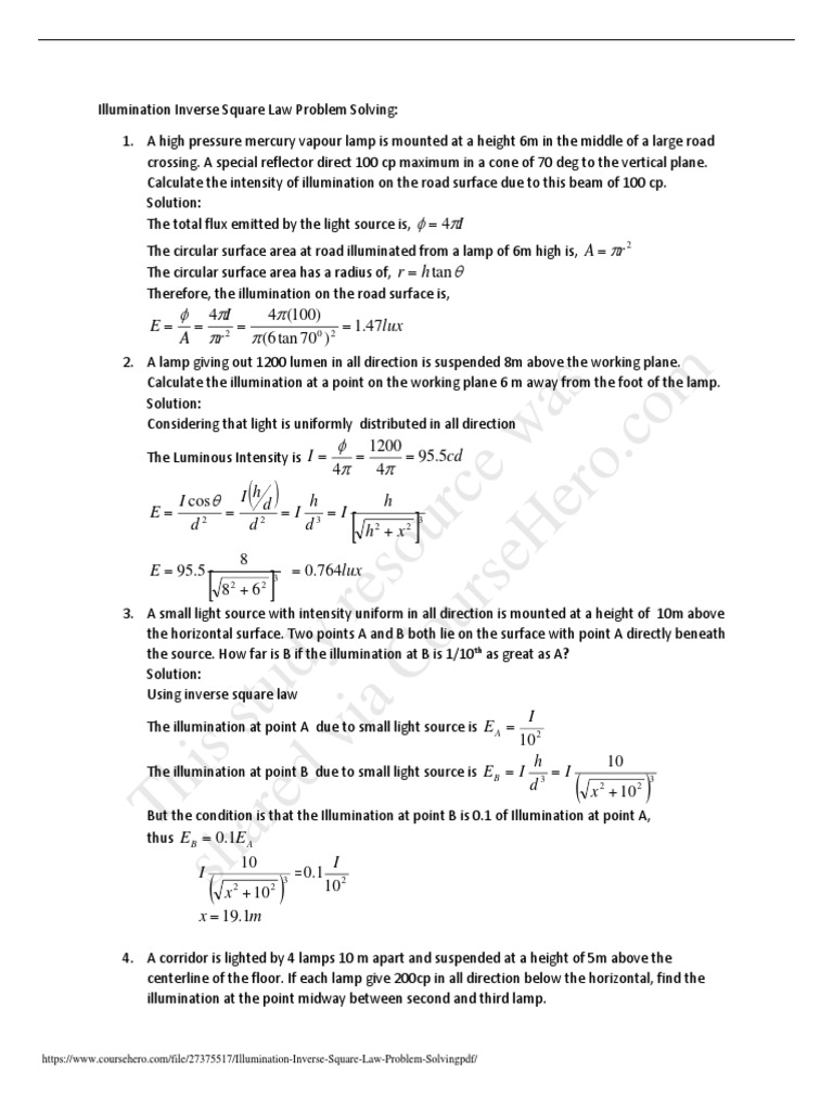 Illumination Calculation Problems | PDF | Building Engineering | Light