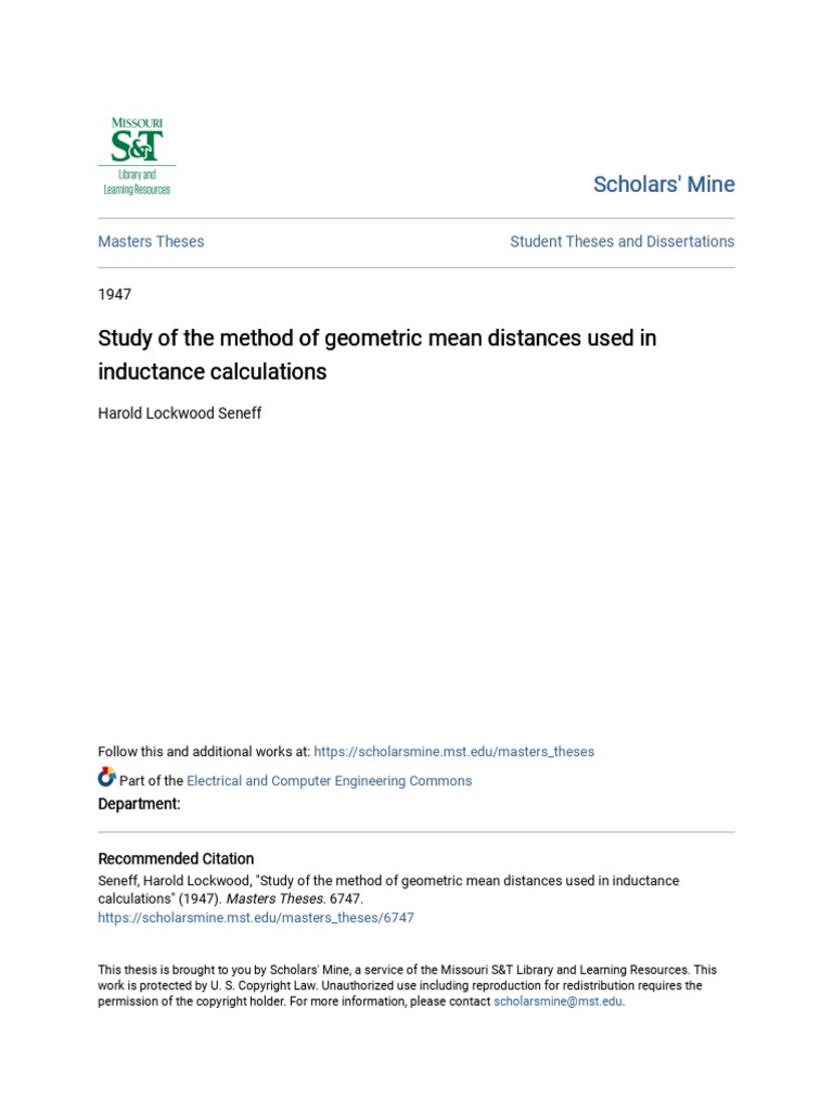 Study of The Method of Geometric Mean Distances Used in Inductanc PDF ...