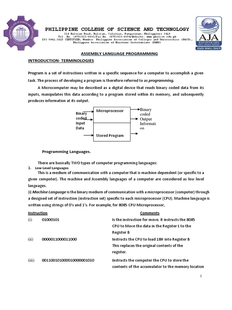 Module 2 - Assembly - Language - Programming - With - Data - Transfer ...