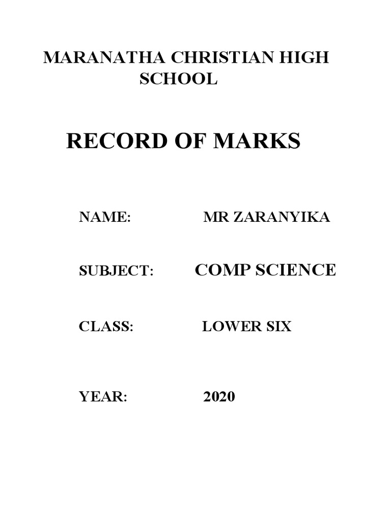 Record of Marks | PDF