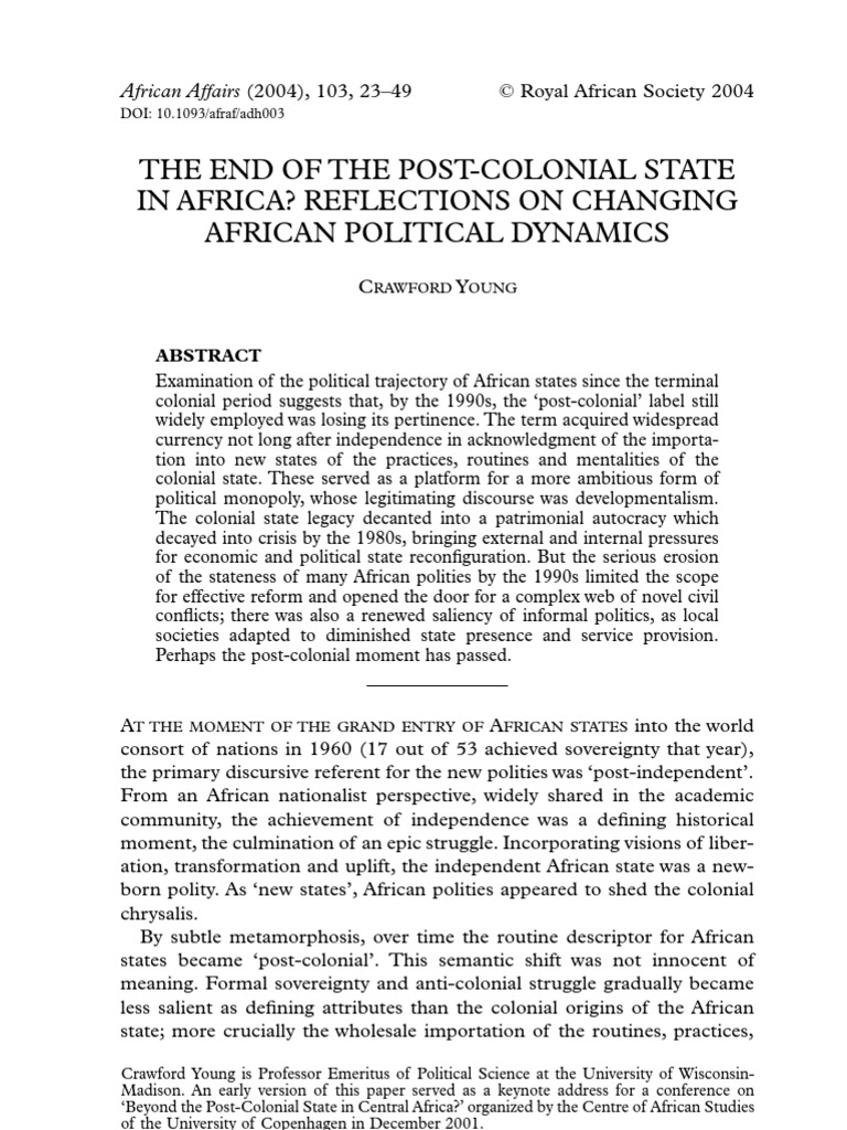 End of The Post Colonial State | PDF | New Partnership For Africa's ...