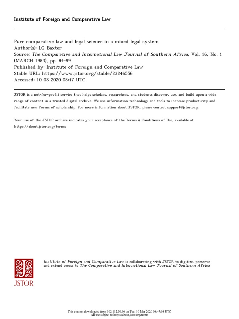 Comparative Law and Legal Science in Mixed Legal System | PDF ...