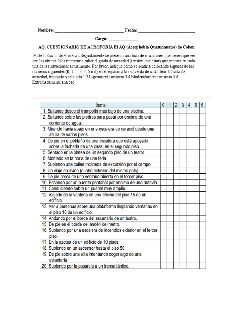 Prueba de Acrofobia | PDF