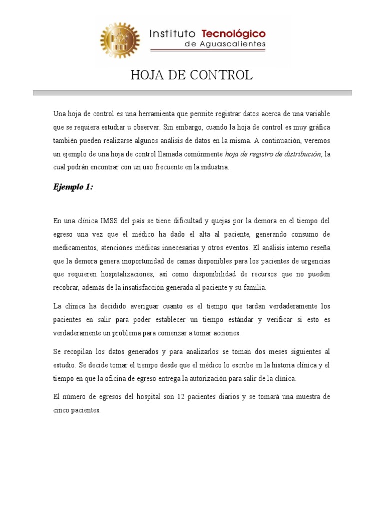 HOJA DE CONTROL Ejemplos Tarea | PDF | Hospital | Medicamentos con receta