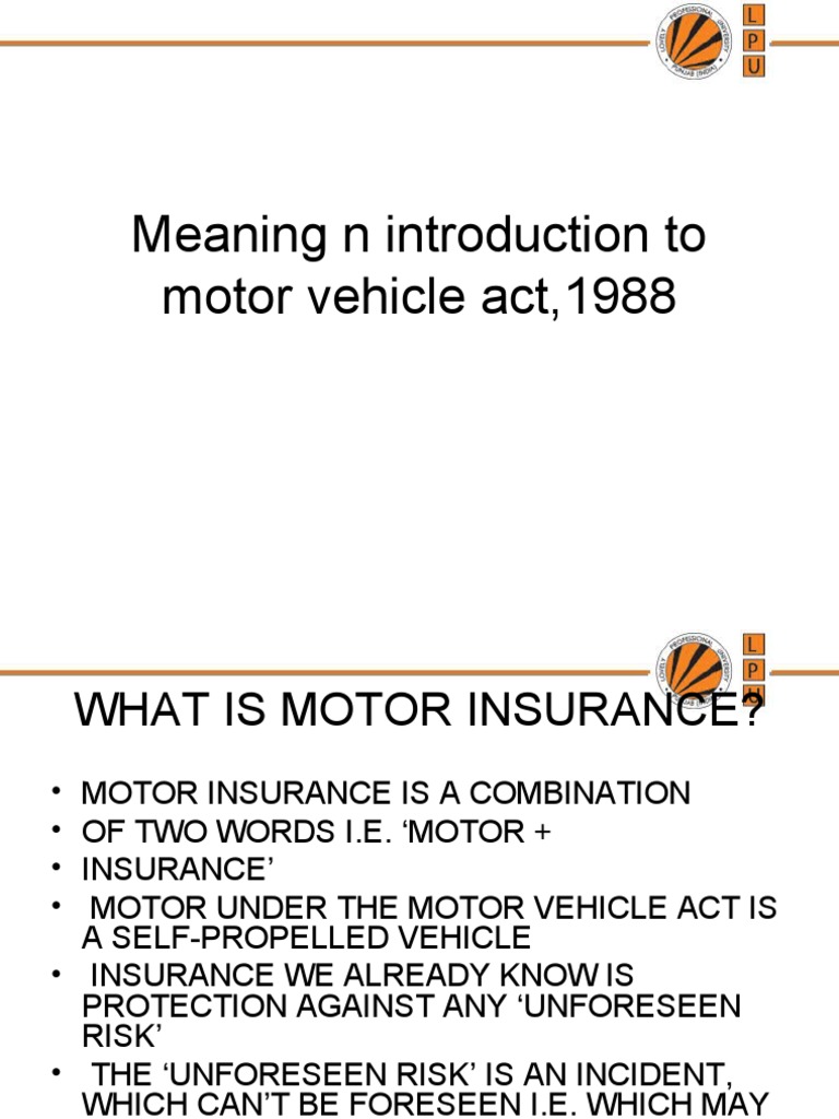 Motor Vehicle Act 1988: Insurance Guide | PDF | Vehicle Insurance ...