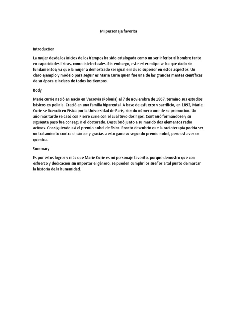 Mi Personaje Favorita | PDF | Ciencias sociales