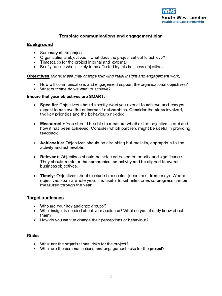 Template Comms Engagement Plan 2 | PDF | Mass Media | Advertising