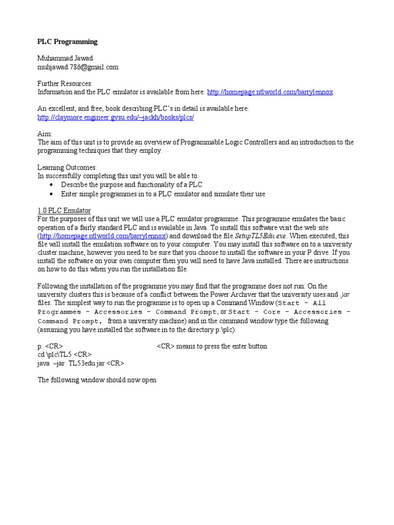 PLC1 | PDF | Emulator | Programmable Logic Controller