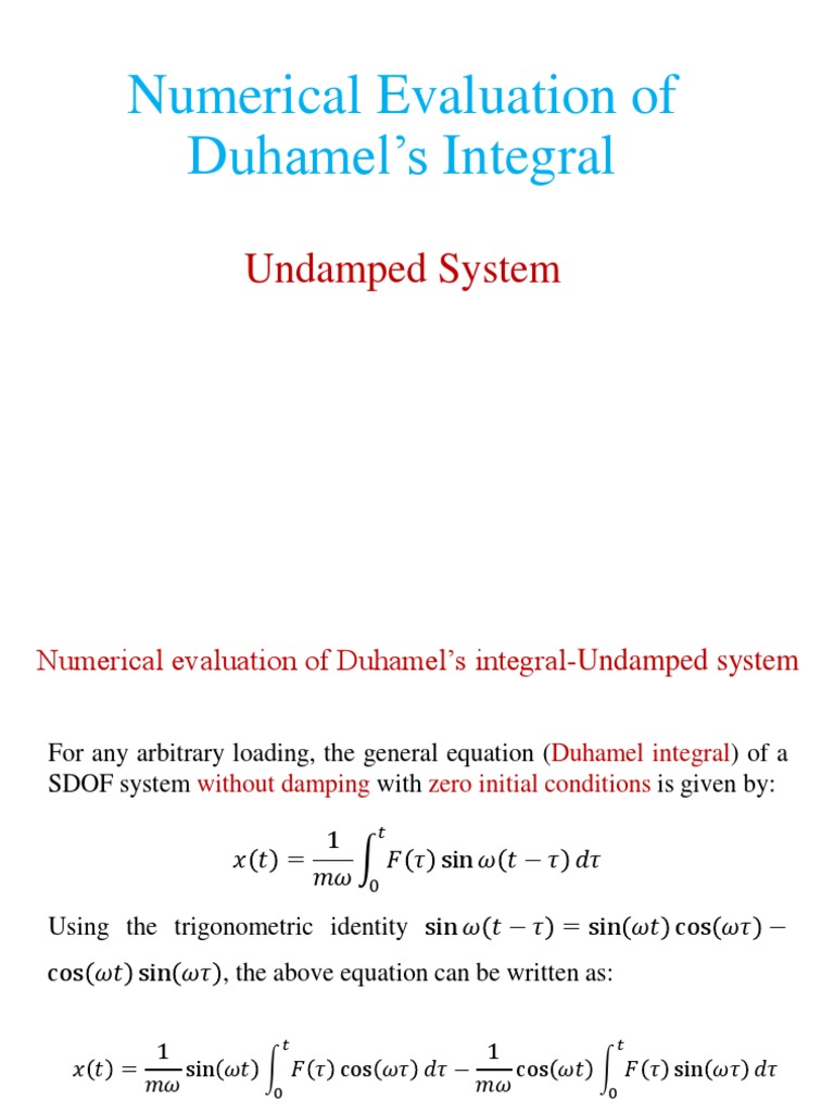 Numerical Evaluation of Duhamel's Integral: Undamped System | PDF ...