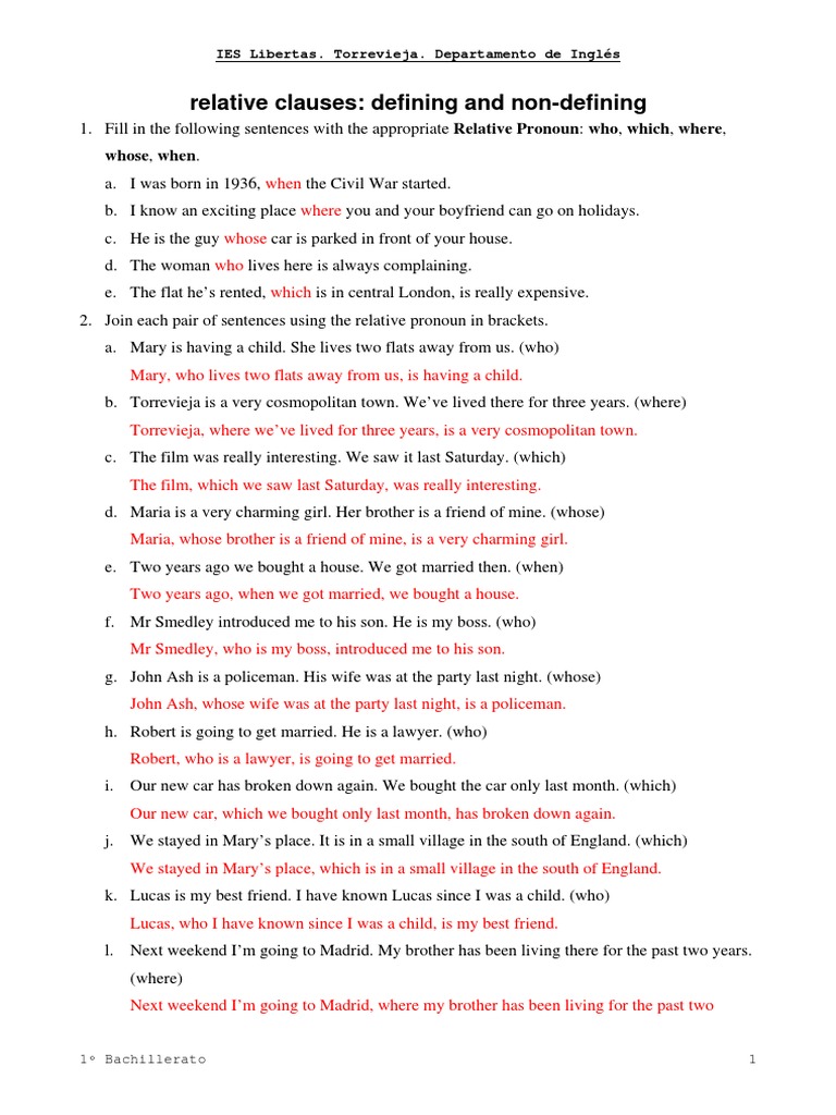 Relative Clauses Respuestas.2 | Download Free PDF | Grammar | Syntax