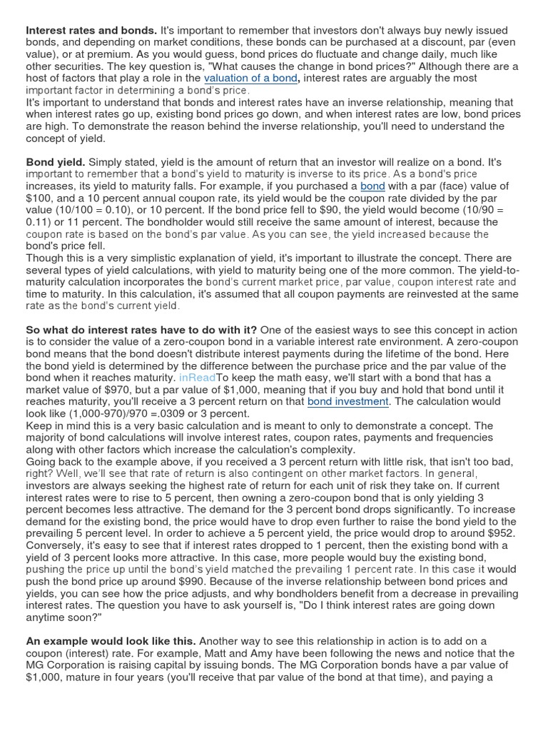 Understanding the Inverse Relationship Between Bond Prices and Interest ...