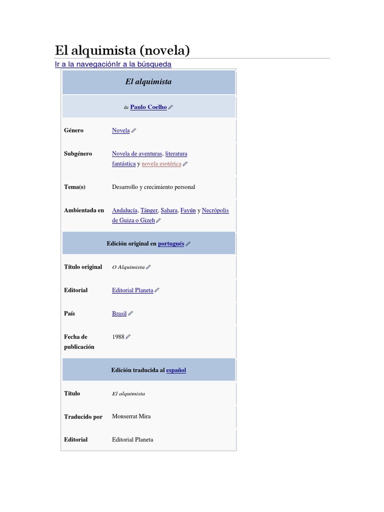 El Alquimista: Novela de Coelho | PDF | Ficción general