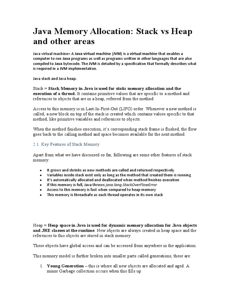 Java Memory Allocation | PDF | Java Virtual Machine | Java (Programming ...