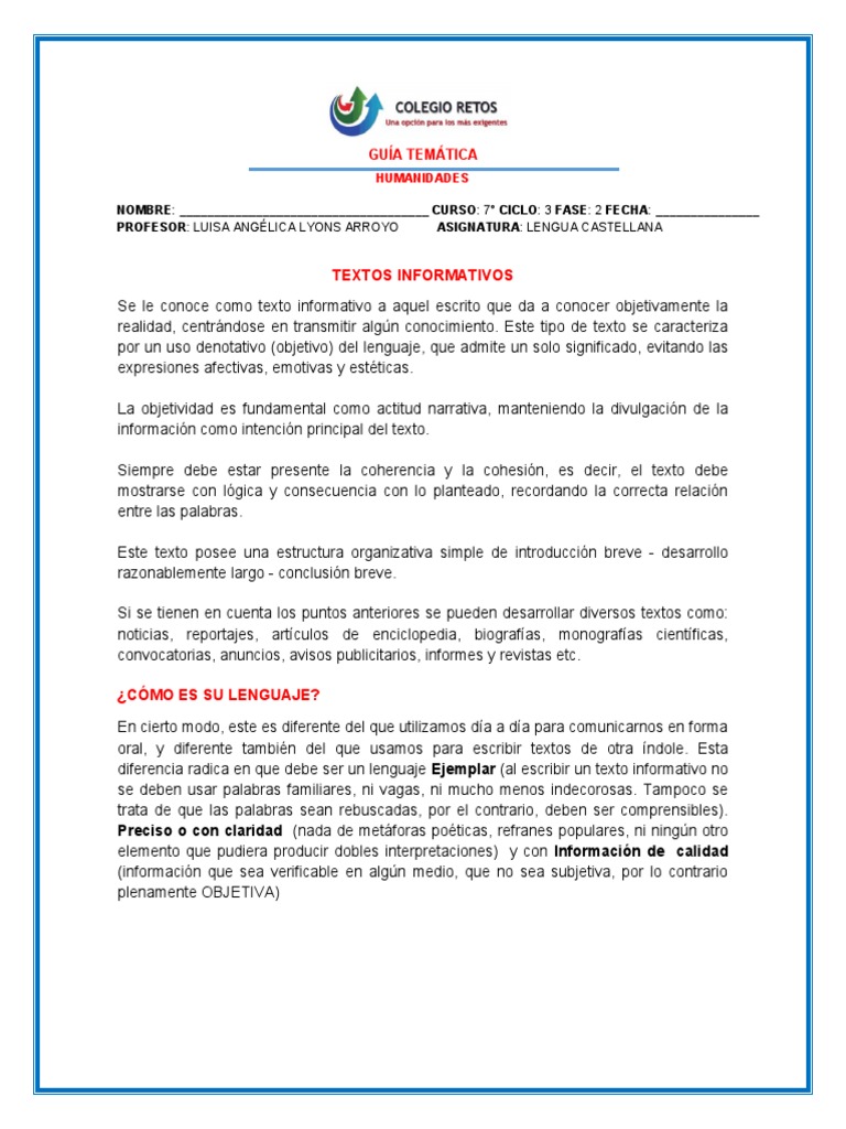 Guía #3 - Textos Informativos | PDF | Párrafo | Información