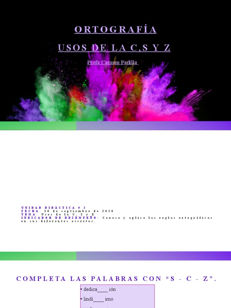 Ortografía: Usos de La C, S Y Z | PDF