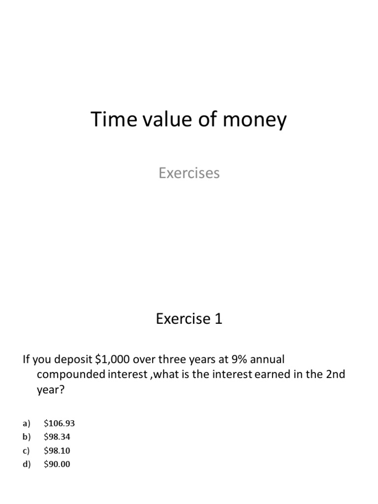 Time Value of Money-Exercises | PDF | Interest | Interest Rates