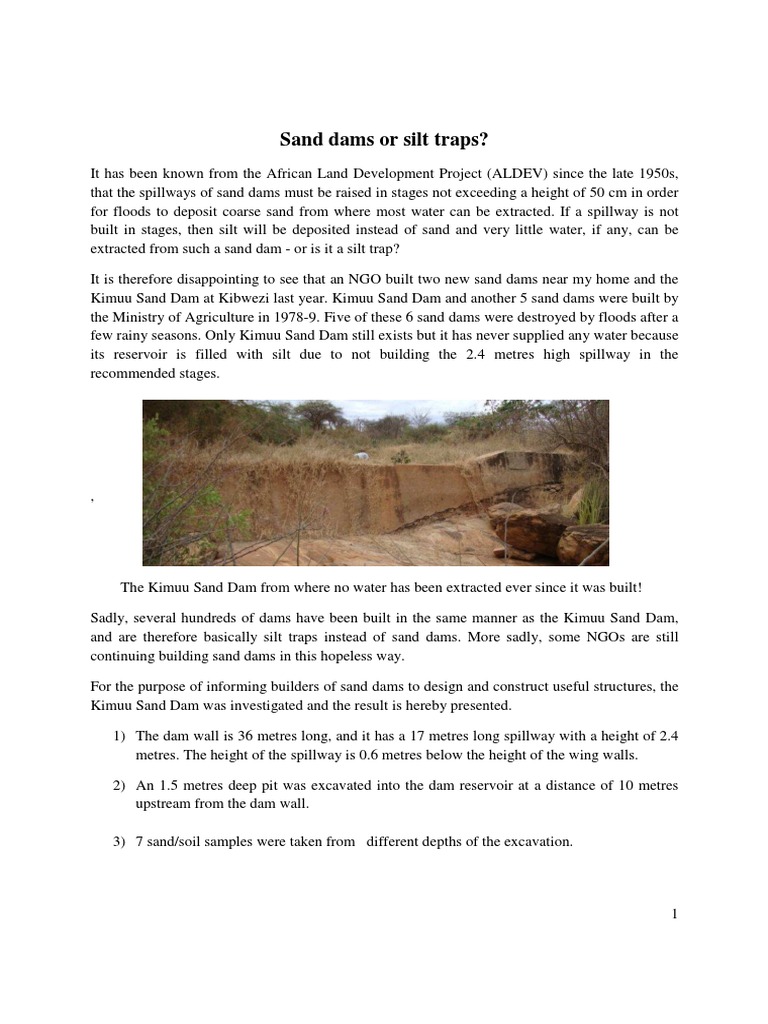 Sand Dams or Silt Traps | PDF | Dam | Sand